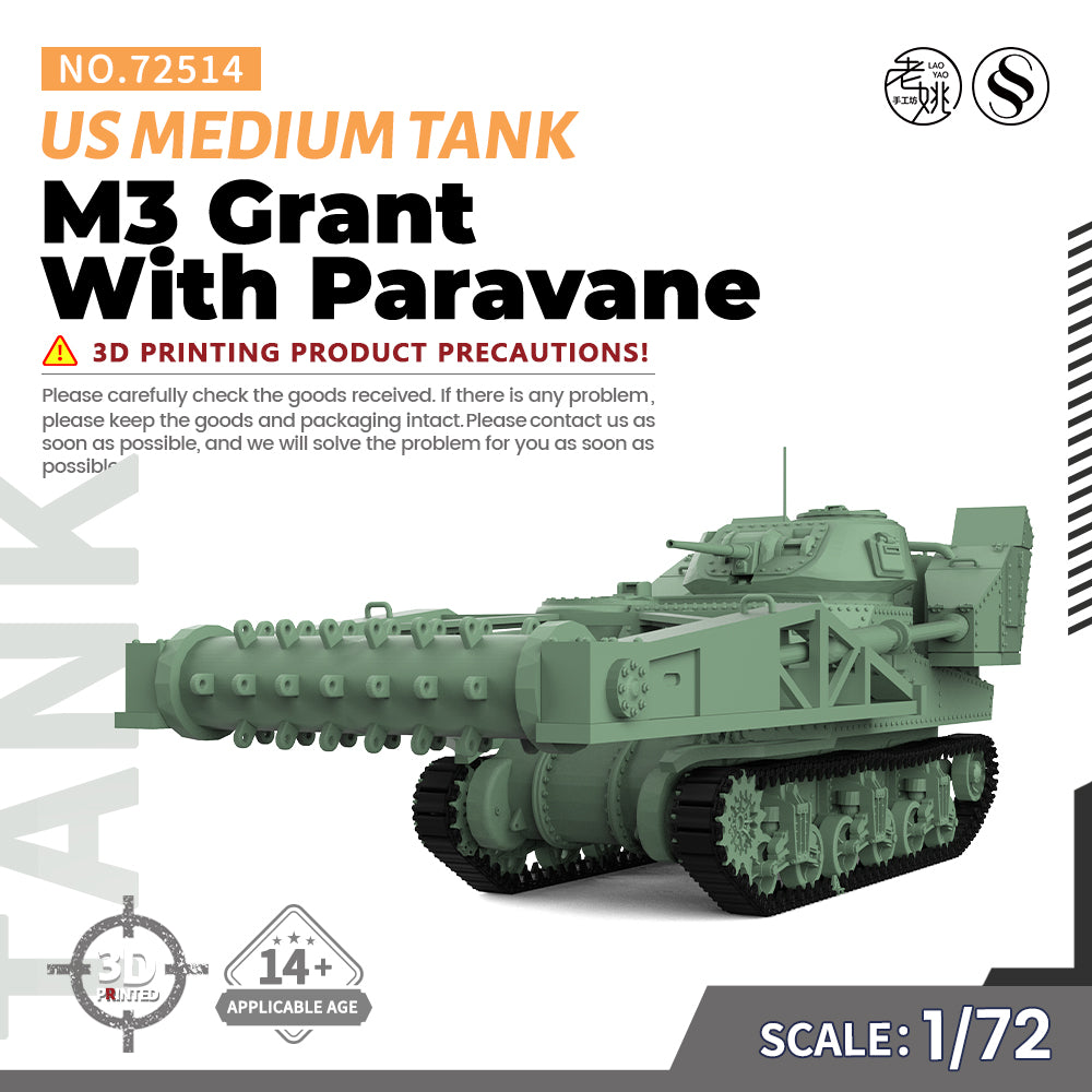 SSMODEL 514 Military Armoured Model Kit US M3 Grant With Paravane Medi ...